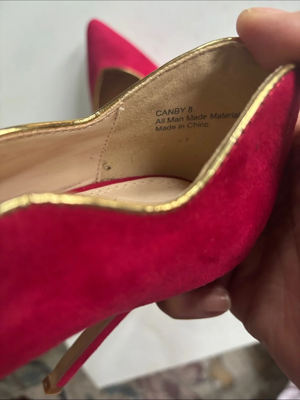 Lemon Drop | Shoes | Red Pointed Toe Womens Pumps With Gold Trim | Poshmark